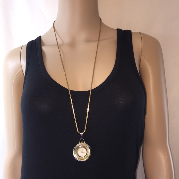 Jewelry | Vintage Gold Pendant Watch Gold Monet Chain | Poshmark